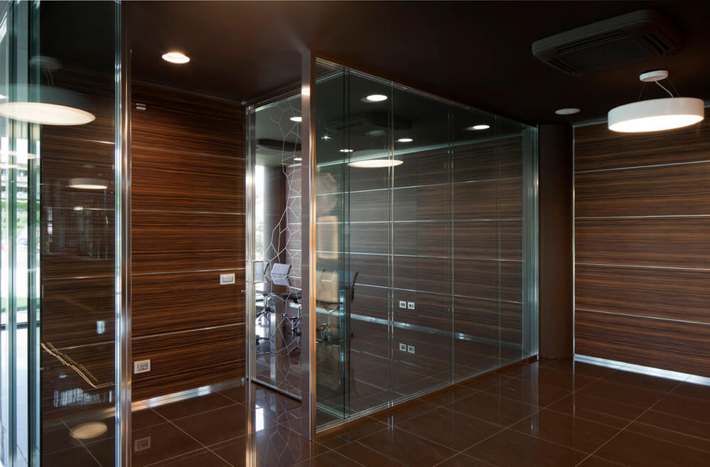 Double Glass Partition Walls with Aluminum Profiles | 100 mm thickness